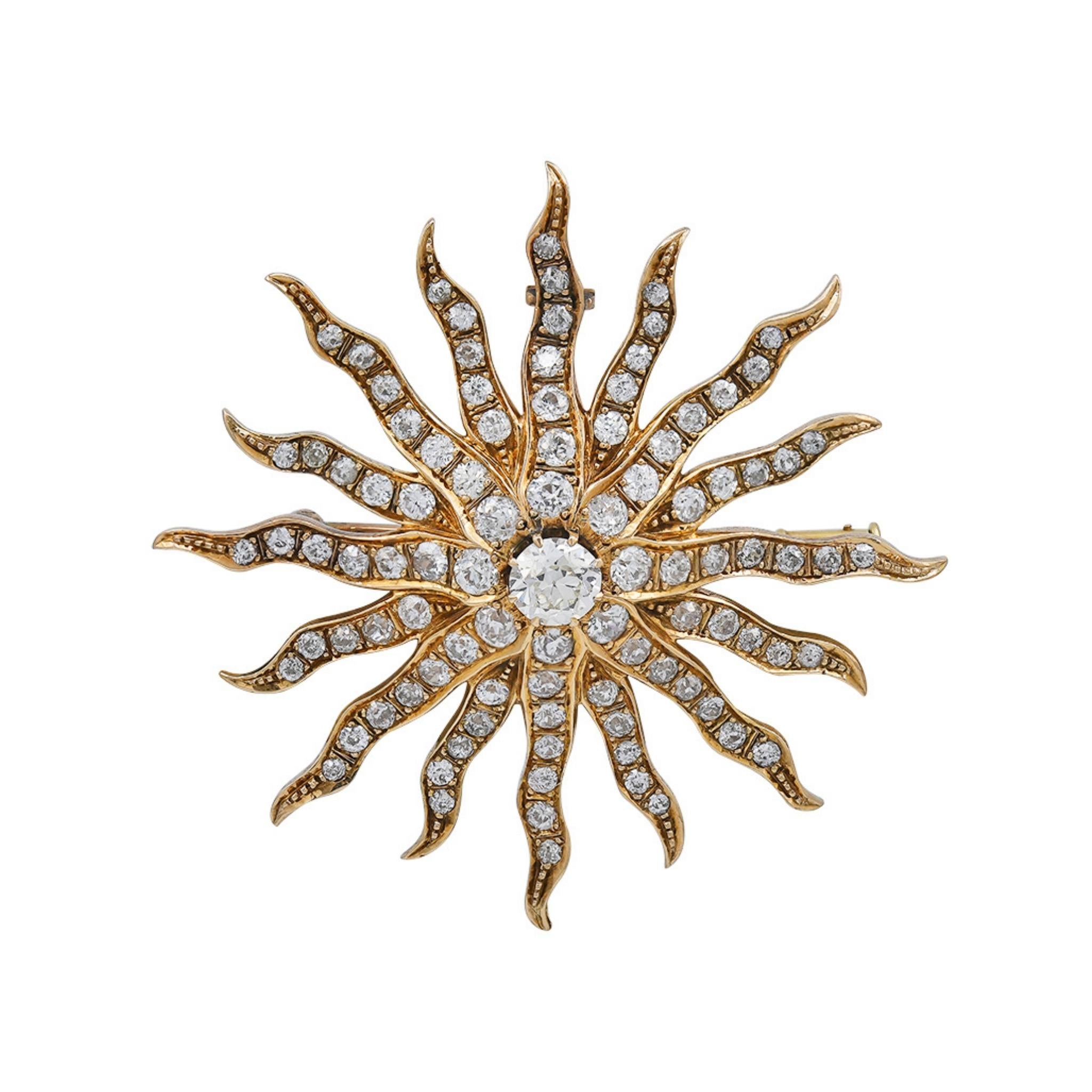 Antique Diamond Sunburst Pendant Brooch – Pamela Lipkin Collection
